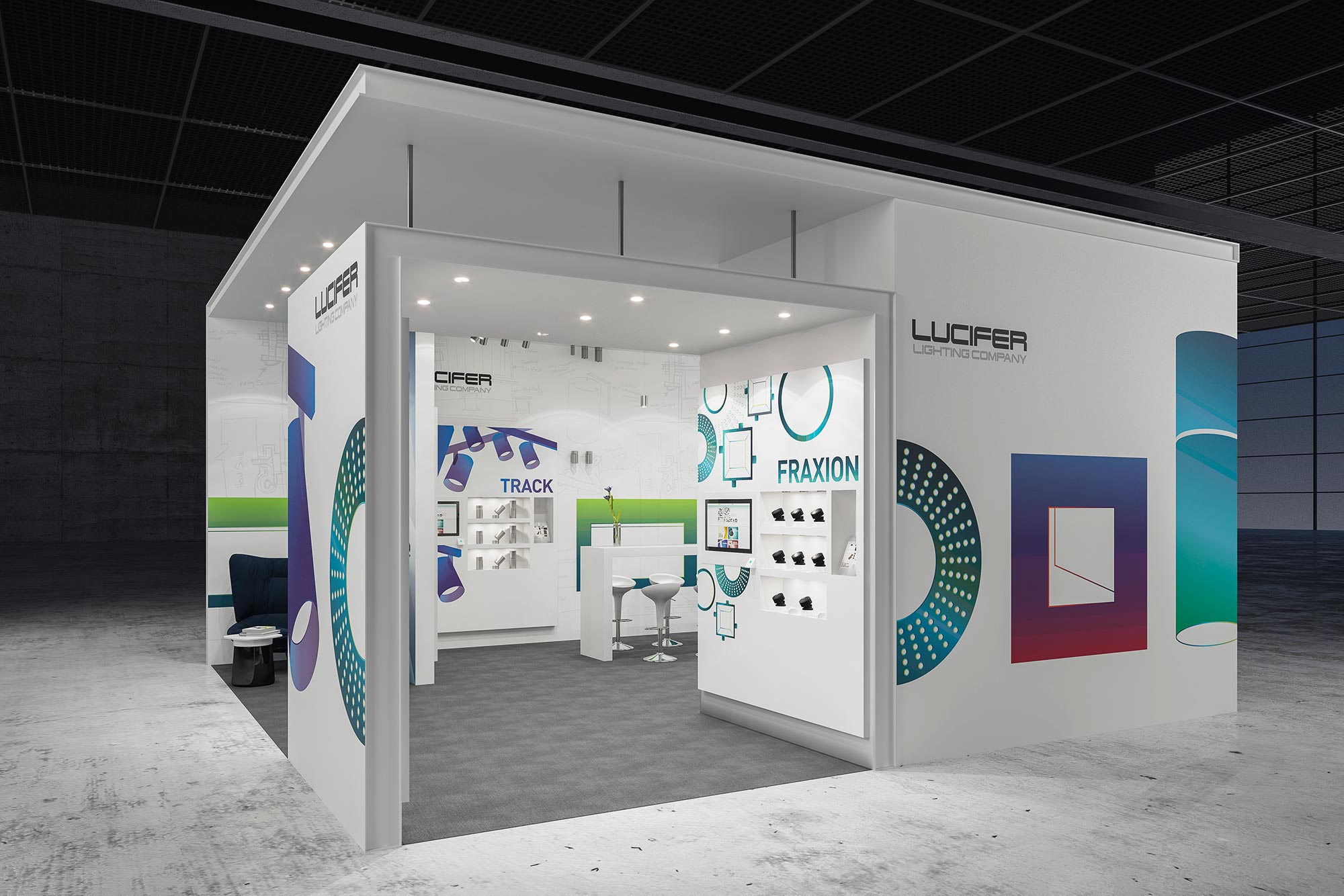 Lucifer Lighting Company Tradeshow Booth and Ads | Gensler
