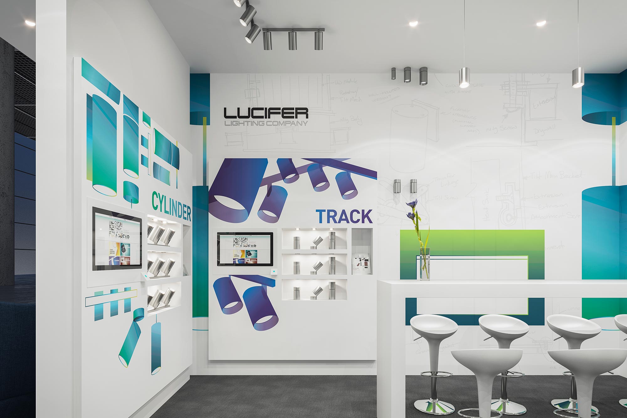 Lucifer Lighting Company Tradeshow Booth and Ads | Gensler